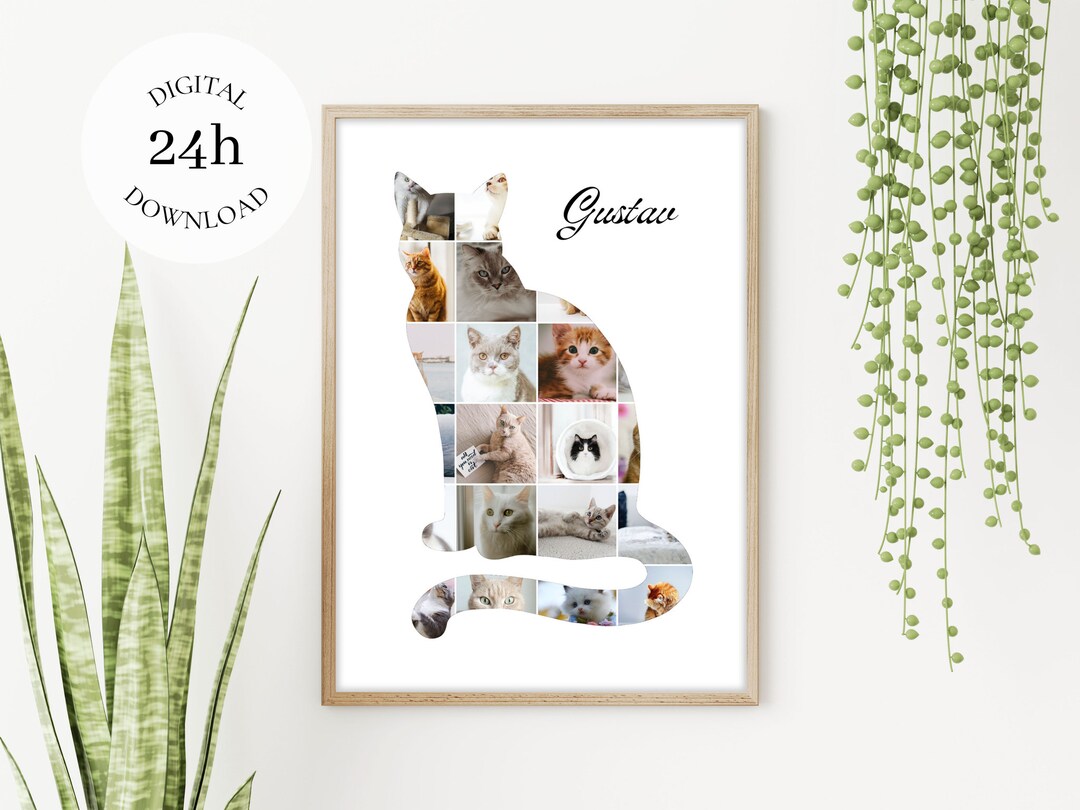 Cat Photo Collage | Cats Gift for Kids | Digital Printable Wall Art ...