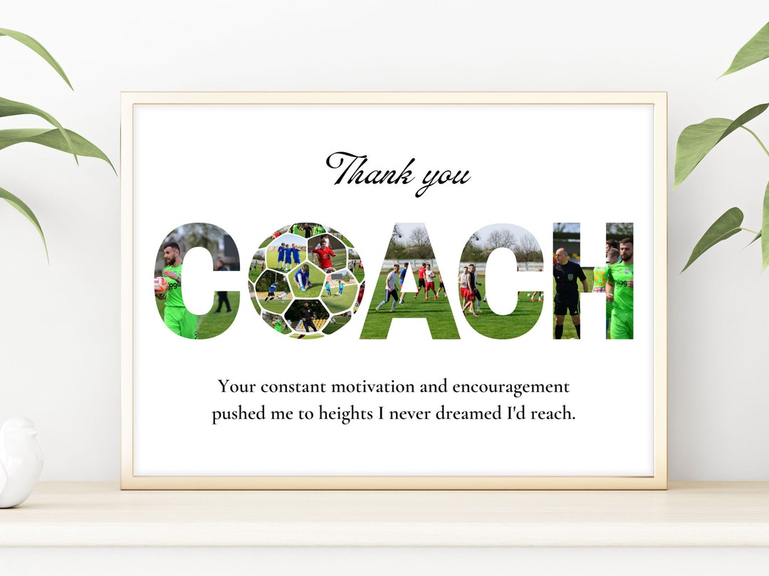 Custom Message Soccer Coach Photo Collage Personalized Gift for ...