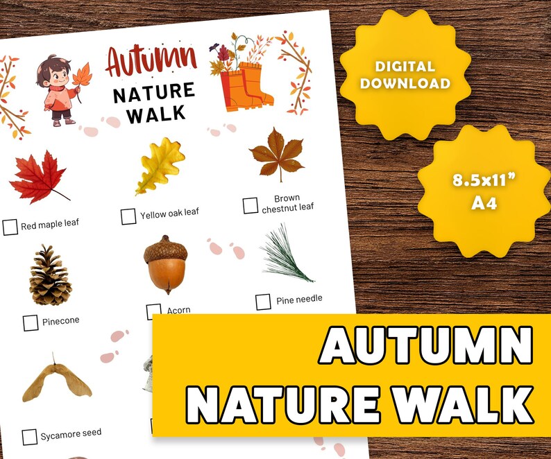 Autumn Nature Walk Checklist Scavenger Hunt Spotter Sheet - Etsy