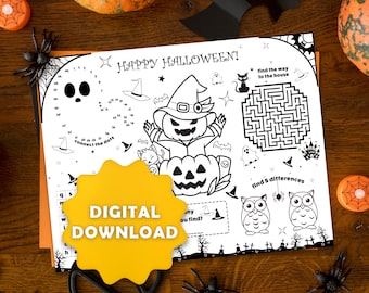 HALLOWEEN Printable Placemat Activity Halloween Coloring Page - Etsy