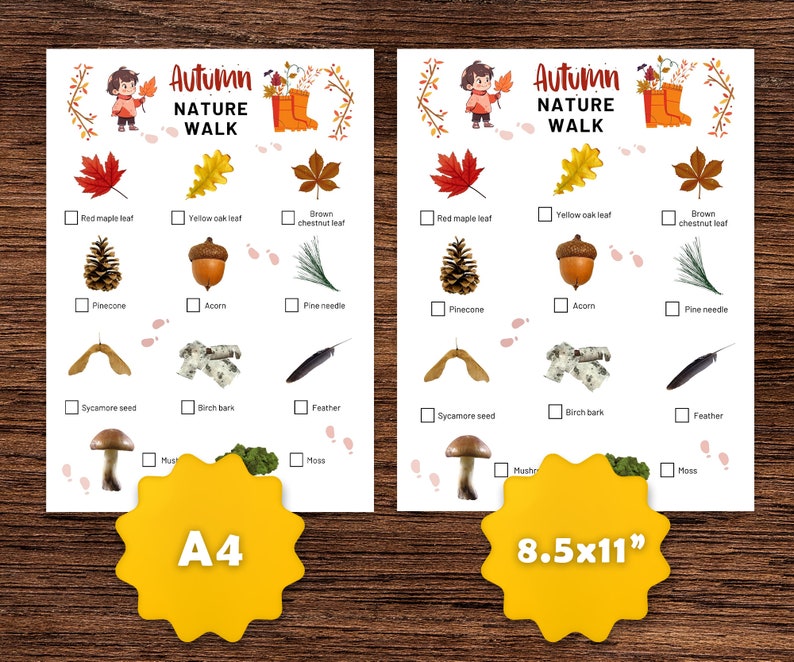 Autumn Nature Walk Checklist Scavenger Hunt Spotter Sheet - Etsy