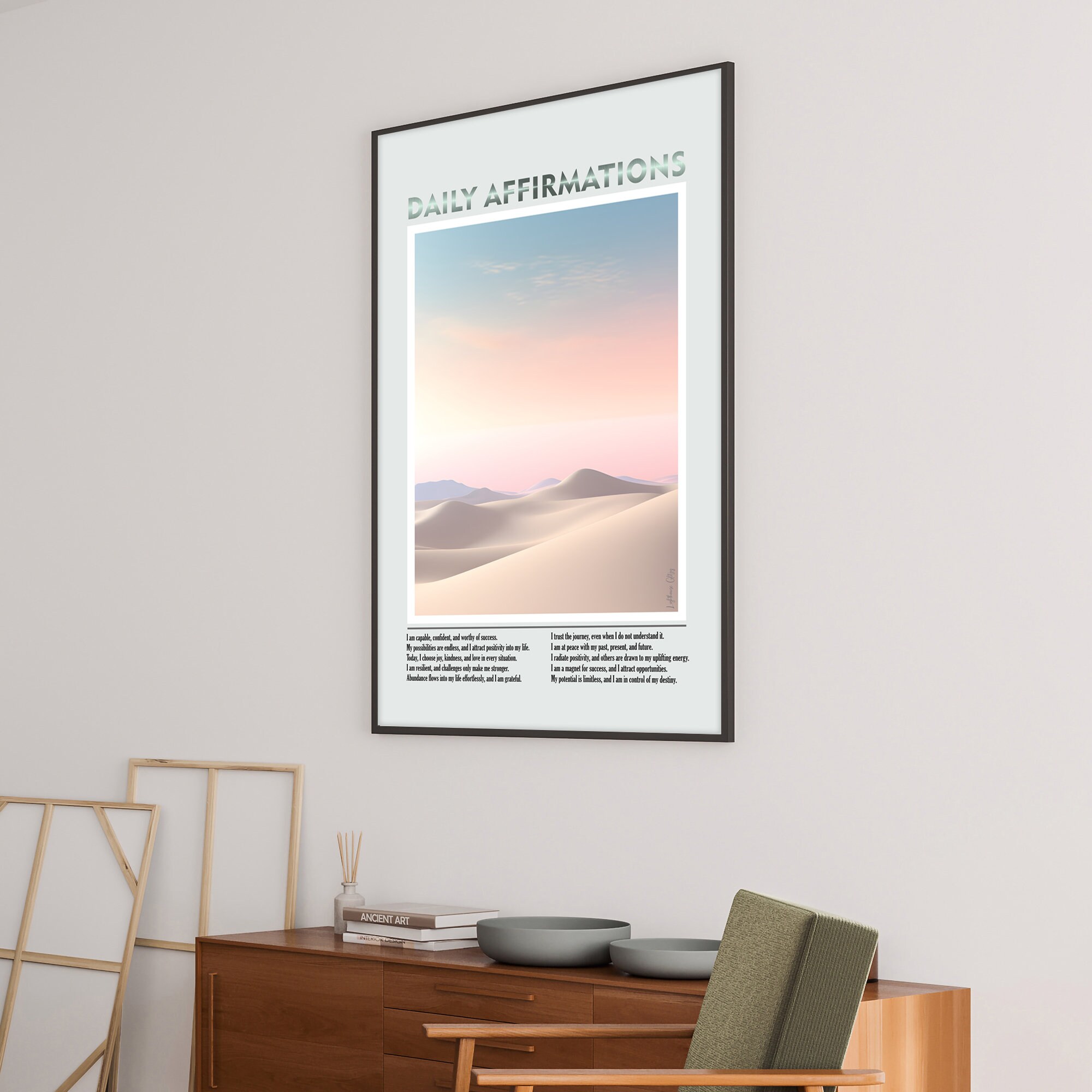 Daily Affirmations Therapy Poster Aura Wall Art, Mental Health Decor ...