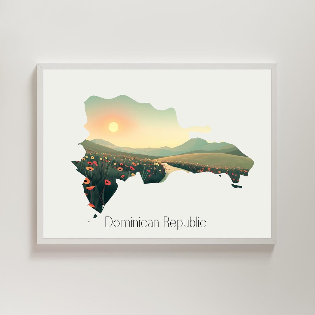 Dominican Republic Map Print Minimalist Travel Wall Art Modern Country ...