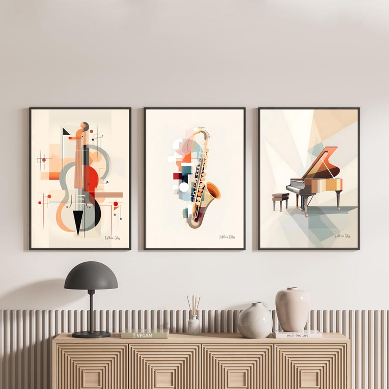 Set of 3 Music Posters, Printable Music Wall Art, Abstract Music ...