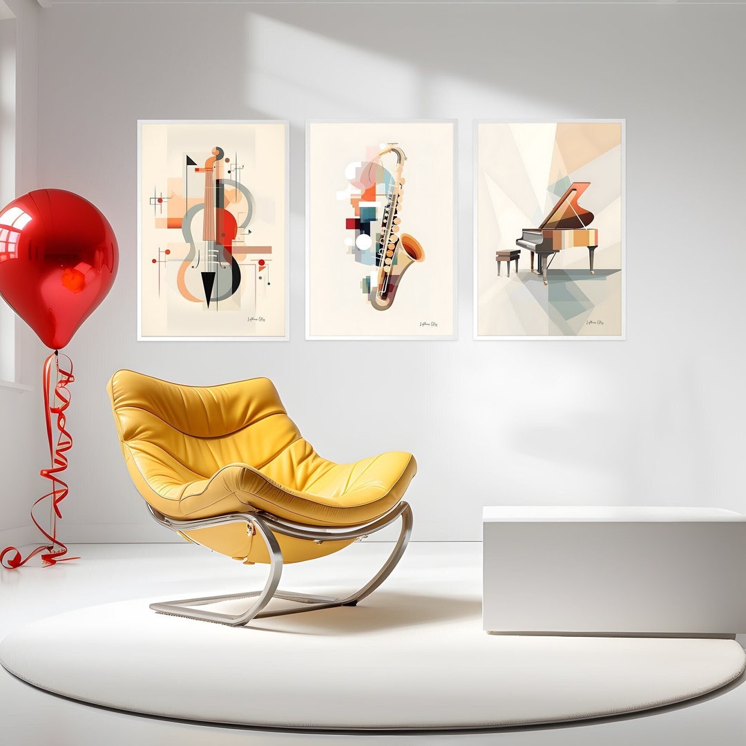 Set of 3 Music Posters, Printable Music Wall Art, Abstract Music ...