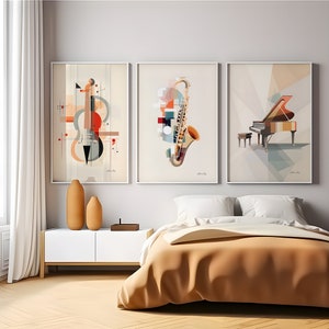 Set of 3 Music Posters, Printable Music Wall Art, Abstract Music ...