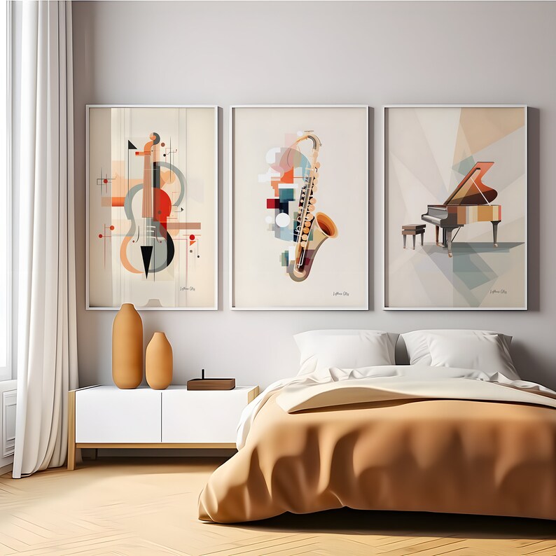 Set of 3 Music Posters, Printable Music Wall Art, Abstract Music ...