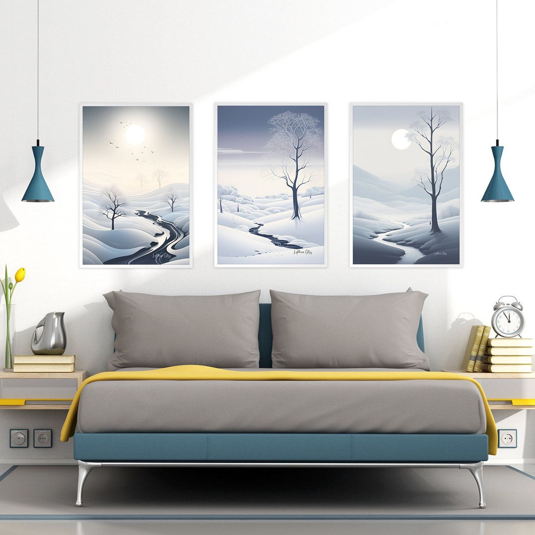 Winter Scene Printable Wall Art, Snowy Tree Digital Print. Snow ...