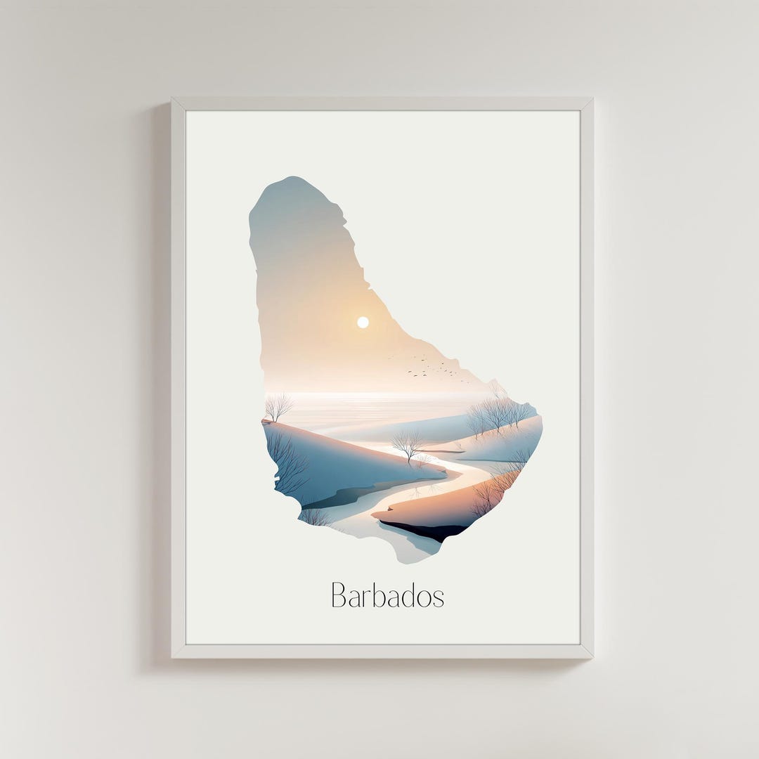 Barbados Map Print Minimalist Island Wall Art Nature-inspired Landscape ...