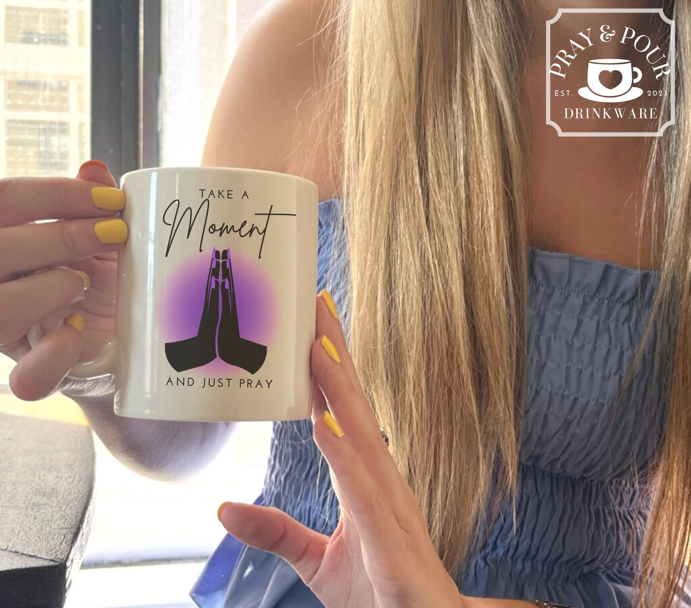 Pray Mug Take a Moment Female Christian Praying Mug Christian Sister ...