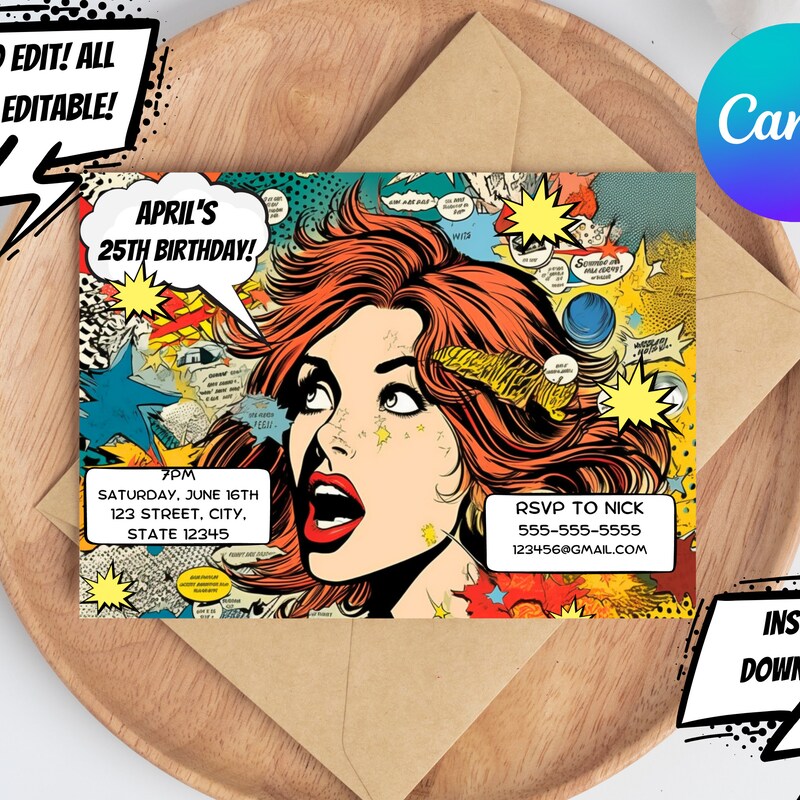 Pop Art Party Invitation - Etsy