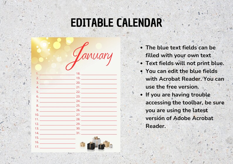 Editable & Printable Perpetual Calendar, a Record of Birthdays ...