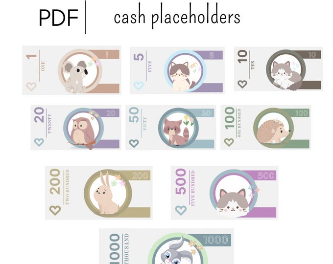 PDF Cute Cash Placeholders, Prop Money for Cash Stuffing - Etsy