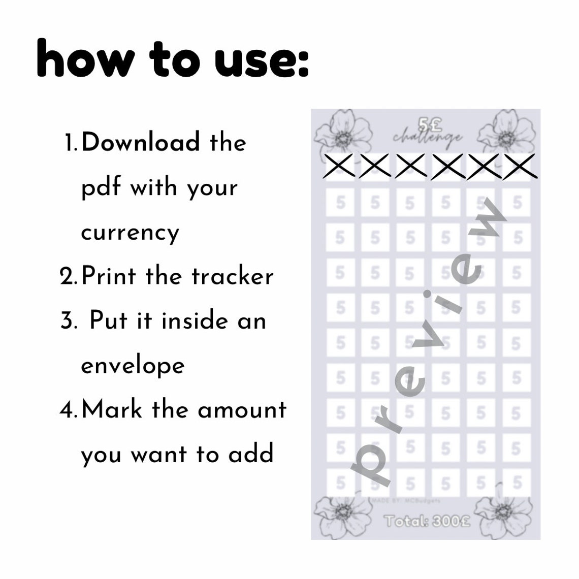 Printable Savings Challenge Set Floral Themed Cash - Etsy