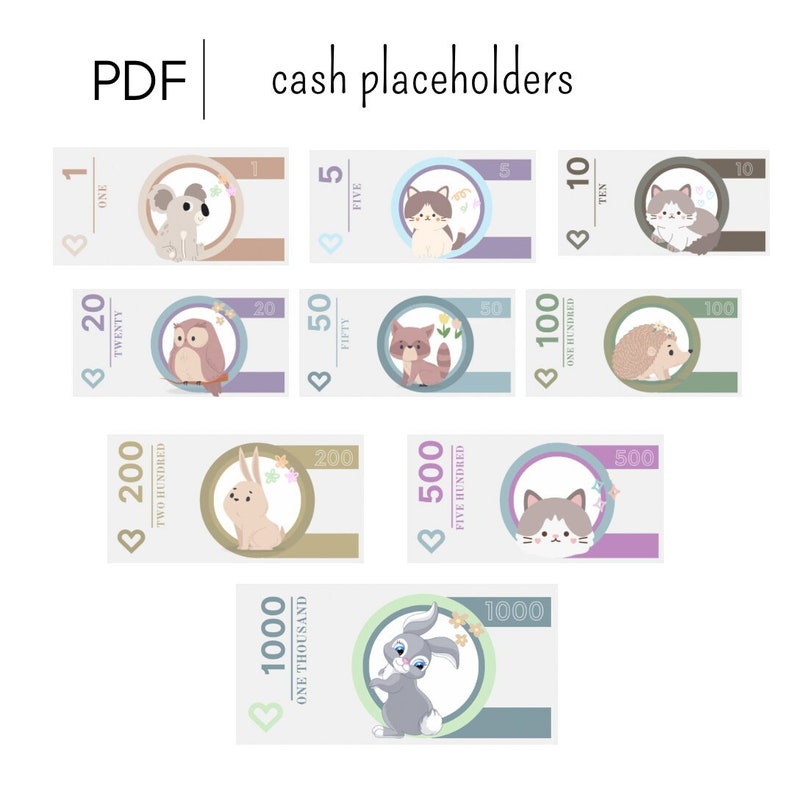 PDF Cute Cash Placeholders, Prop Money for Cash Stuffing - Etsy