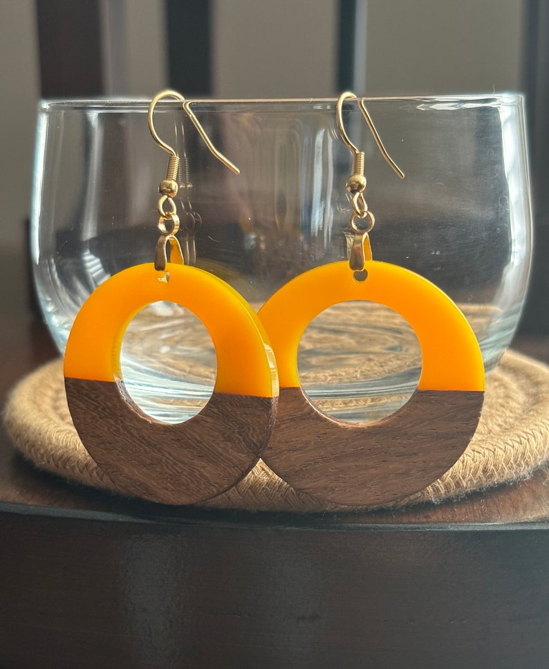 Wood and Resin Earrings - Etsy