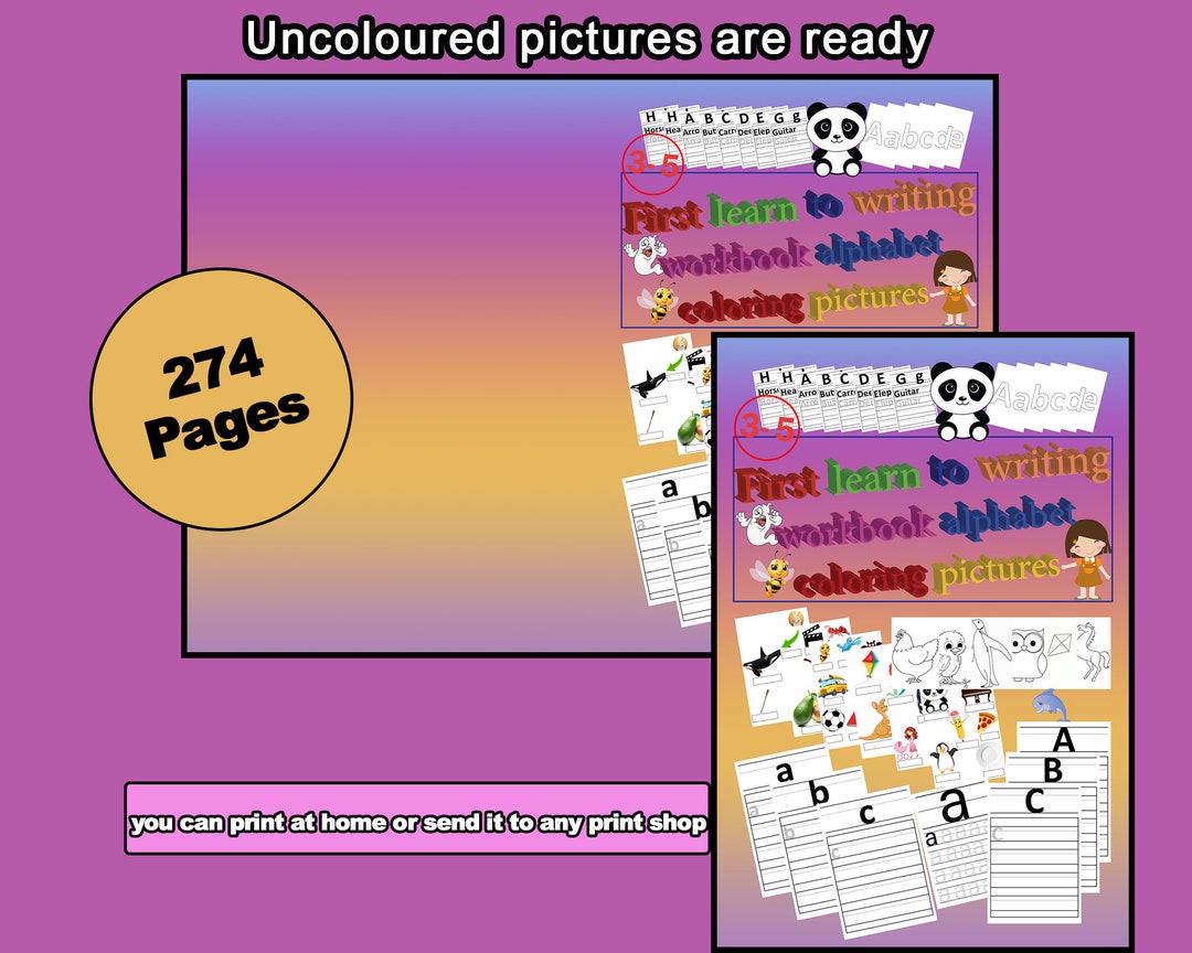 First Learn to Writing Workbook Coloring Activity Alphabet Coloring ...