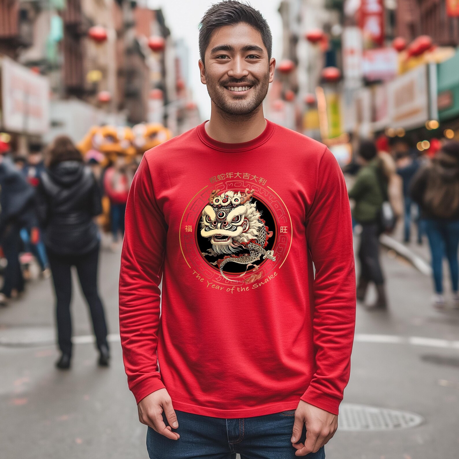 Lion Dance Art for the Year of the Snake T Shirt, Chinese New Year T ...