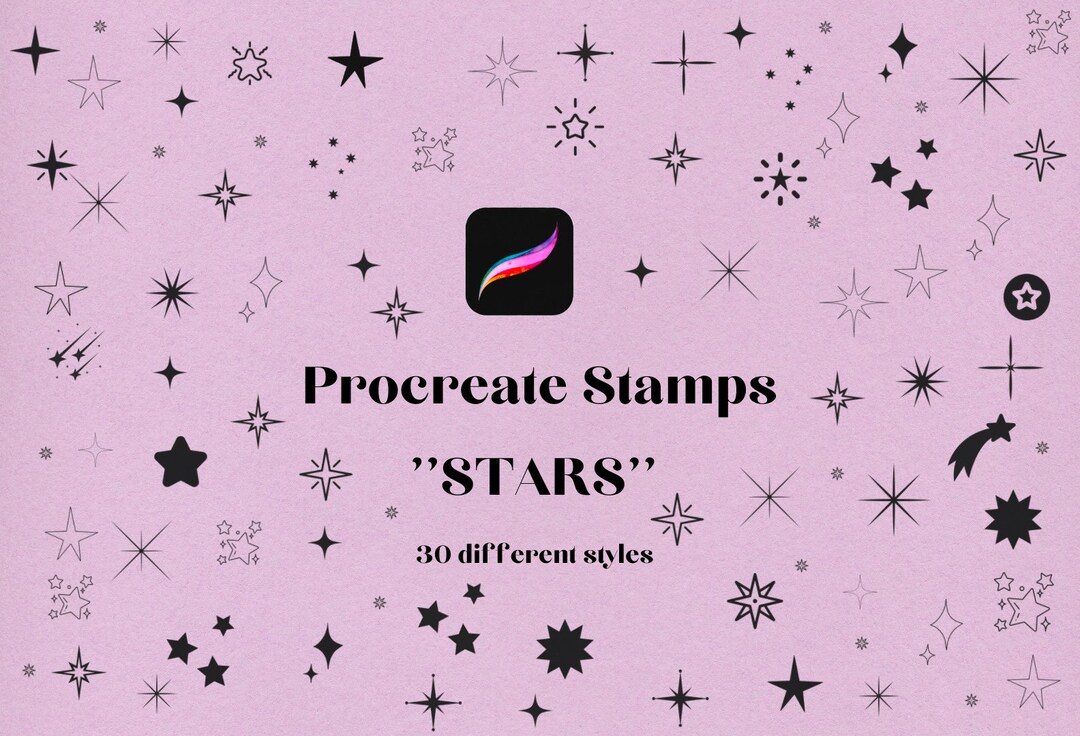 30 Celestial Star Stamps and Brushes for Procreate, Instant Download - Etsy
