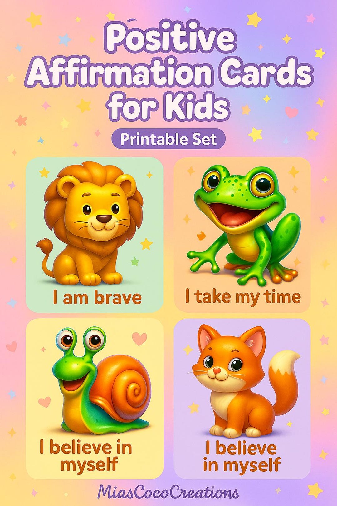 Printable Positive Affirmation Cards for Kids – Cute Animal-themed A4 ...