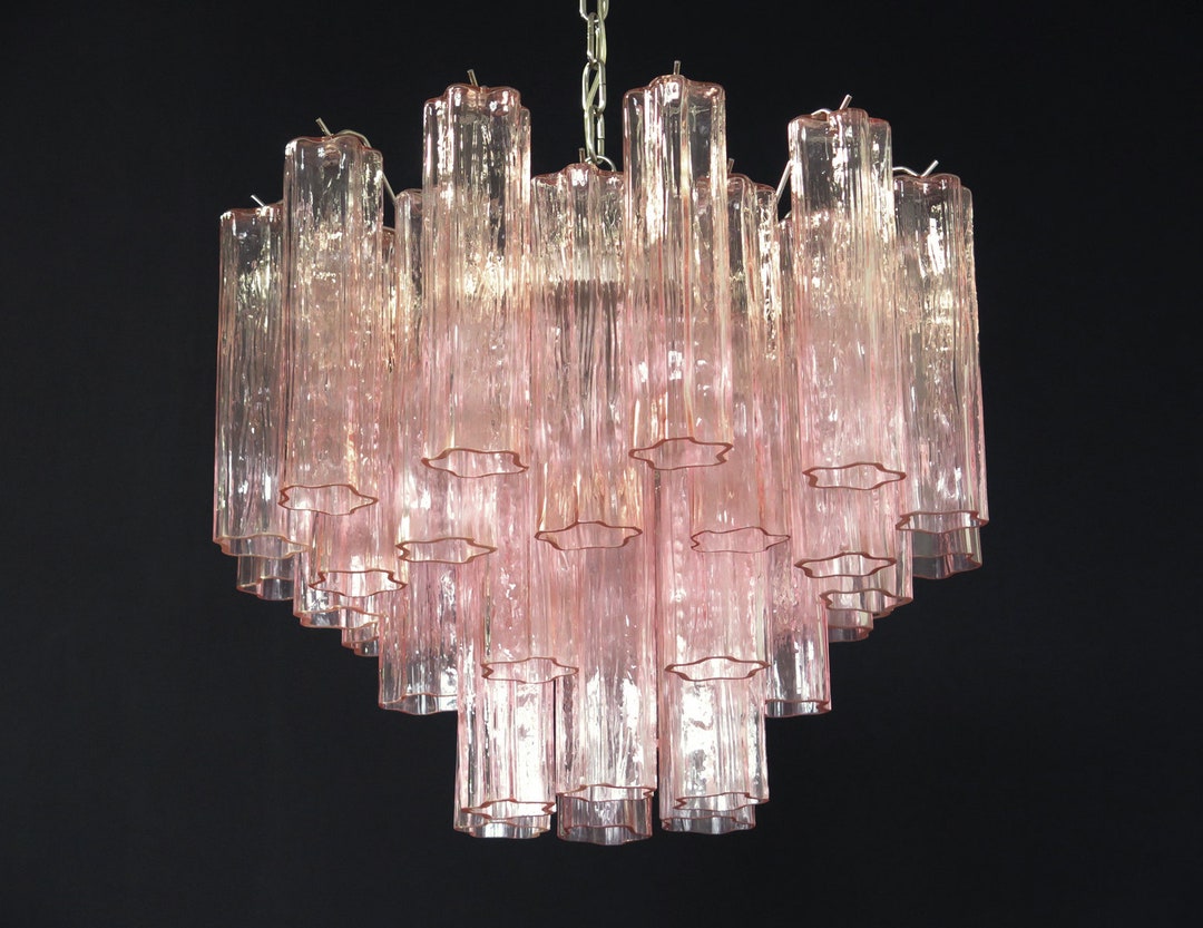 Fantastic Murano Glass Tube Chandelier – 36 Pink Glass Tube - Etsy