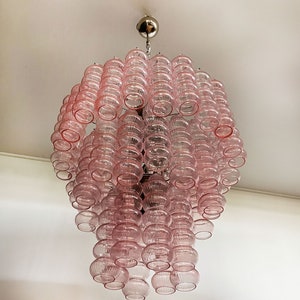 Three-tier Murano Glass Tube Chandelier - 48 Stunning Pink Glass Tubes ...