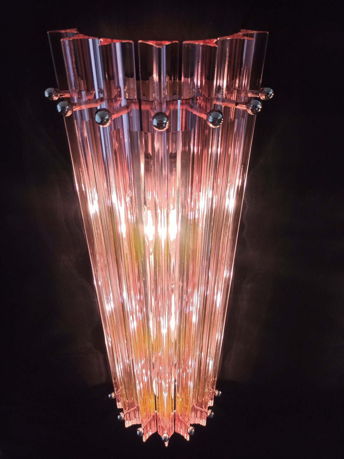 Pink Murano Wall Sconces – Pink Triedri - Column Model - Etsy