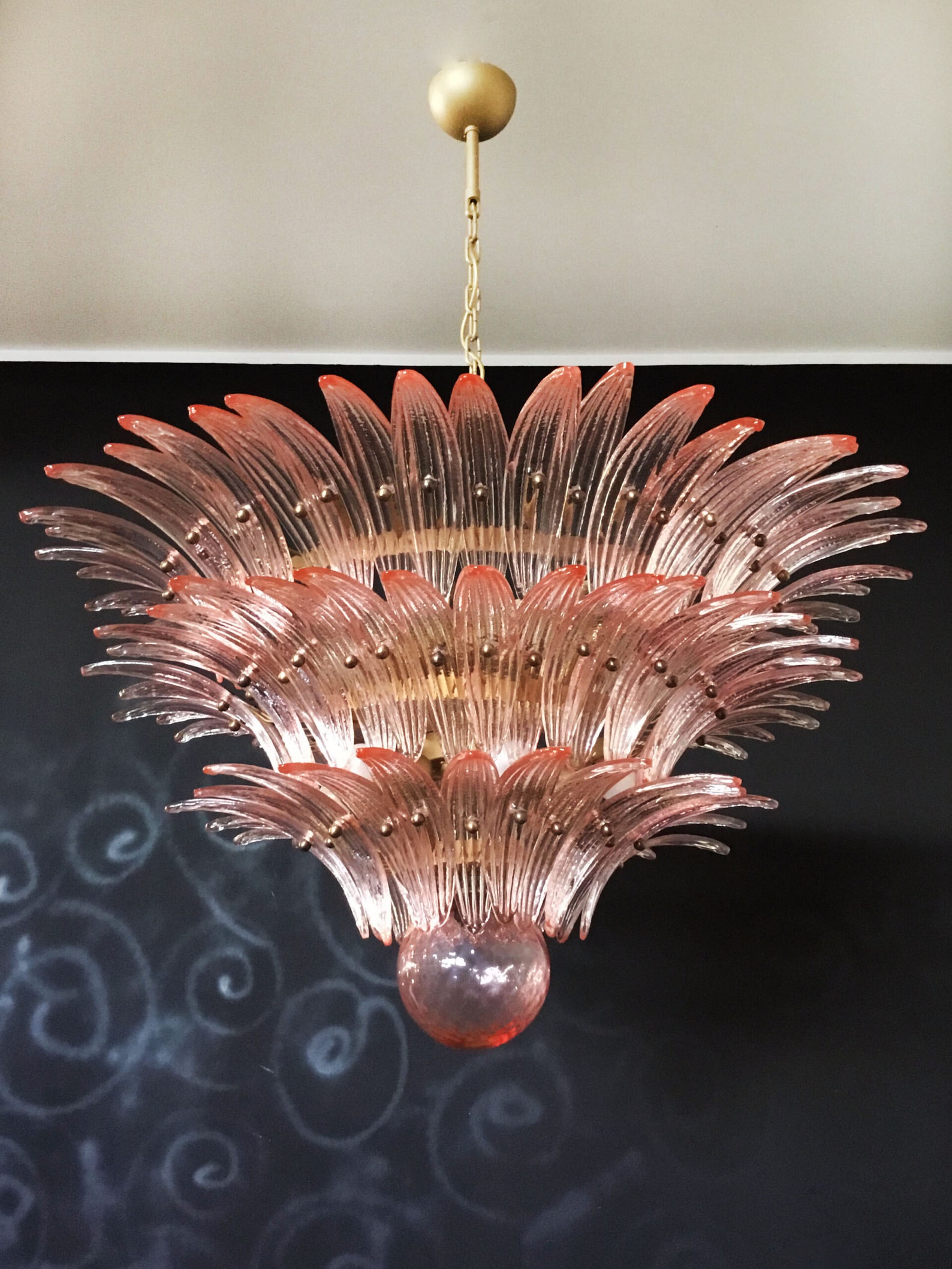 Palmette Ceiling Light - Three Levels - 104 PINK/ROSE Glasses Palms - Etsy