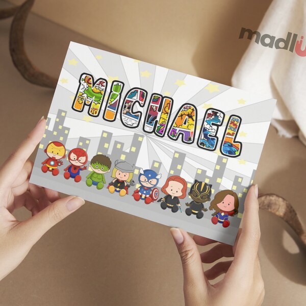 Avengers Themed Name Card - Etsy