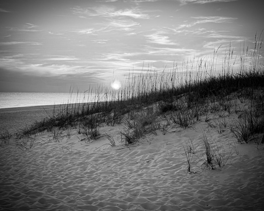 Navarre Beach, Florida, Sunset, Panhandle, Gulf of Mexico, Black and ...