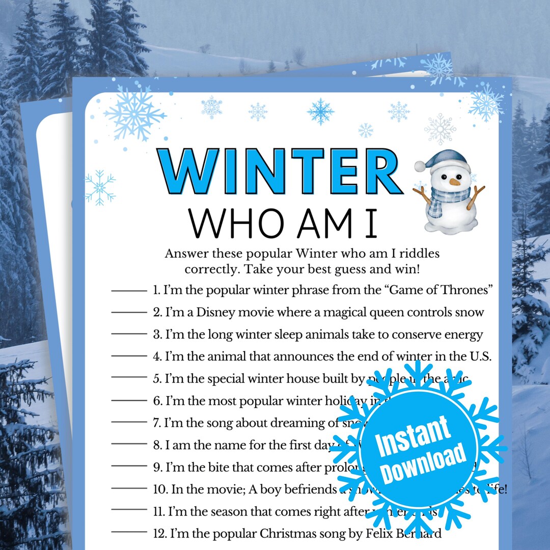 Winter Who Am I Riddles, Fun Winter Party Games for Kids, Adults ...