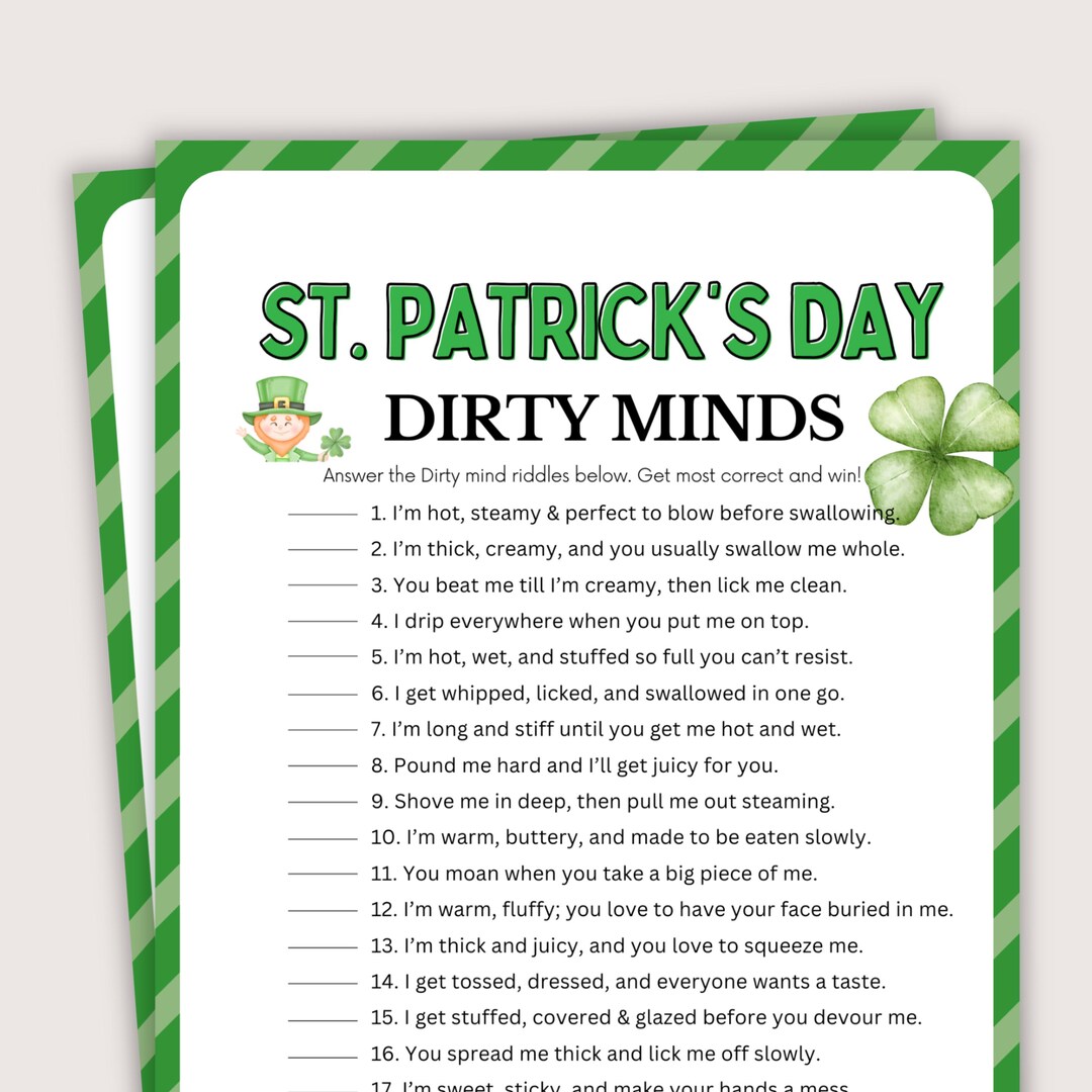 St Patricks Day Dirty Minds, Fun St Patricks Day Game, Printable St ...