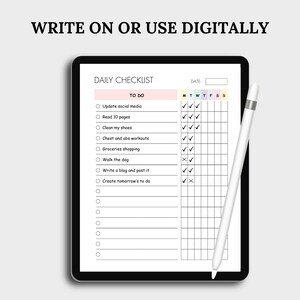 Daily Checklist, Printable Weekly Planner, Weekly to Do List, Weekly ...