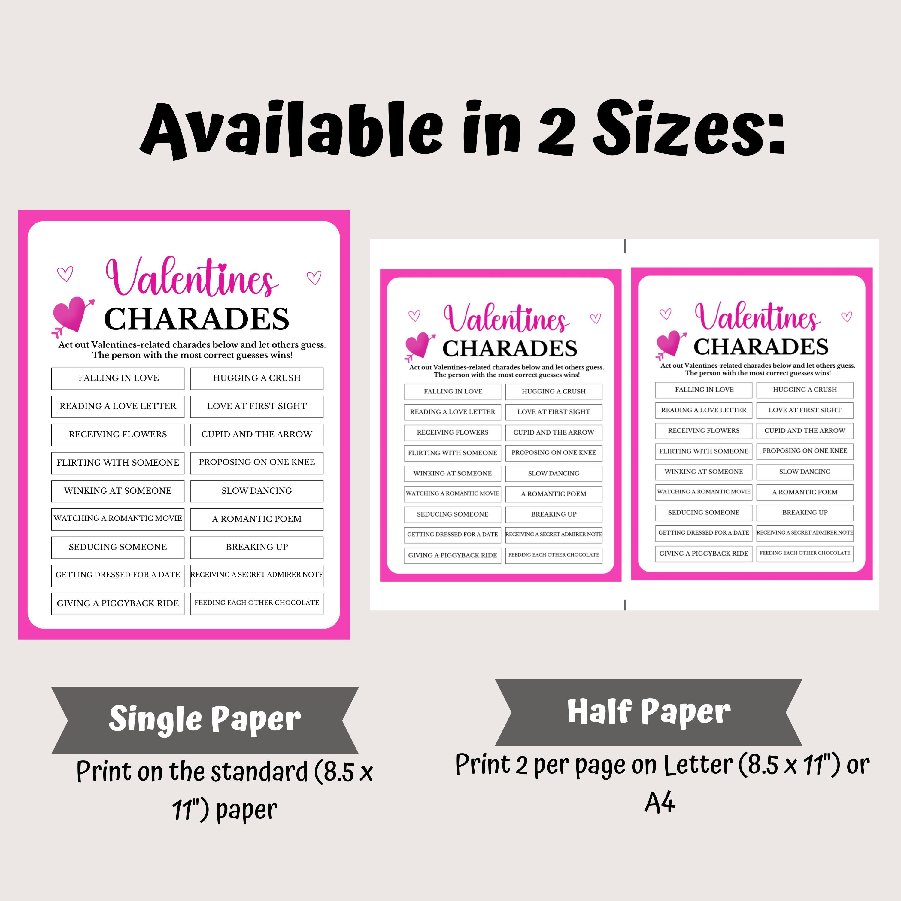 Valentines Day Charades, Fun Valentines Day Game for Group, Printable ...