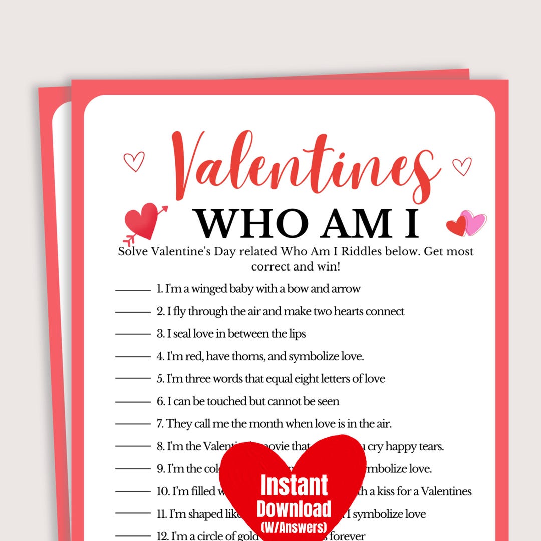 Valentines Day Who Am I, Printable Valentines Day Game, Fun Valentines ...