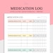 Medication Log, Printable Medicine Chart for Caregivers and Nurses ...