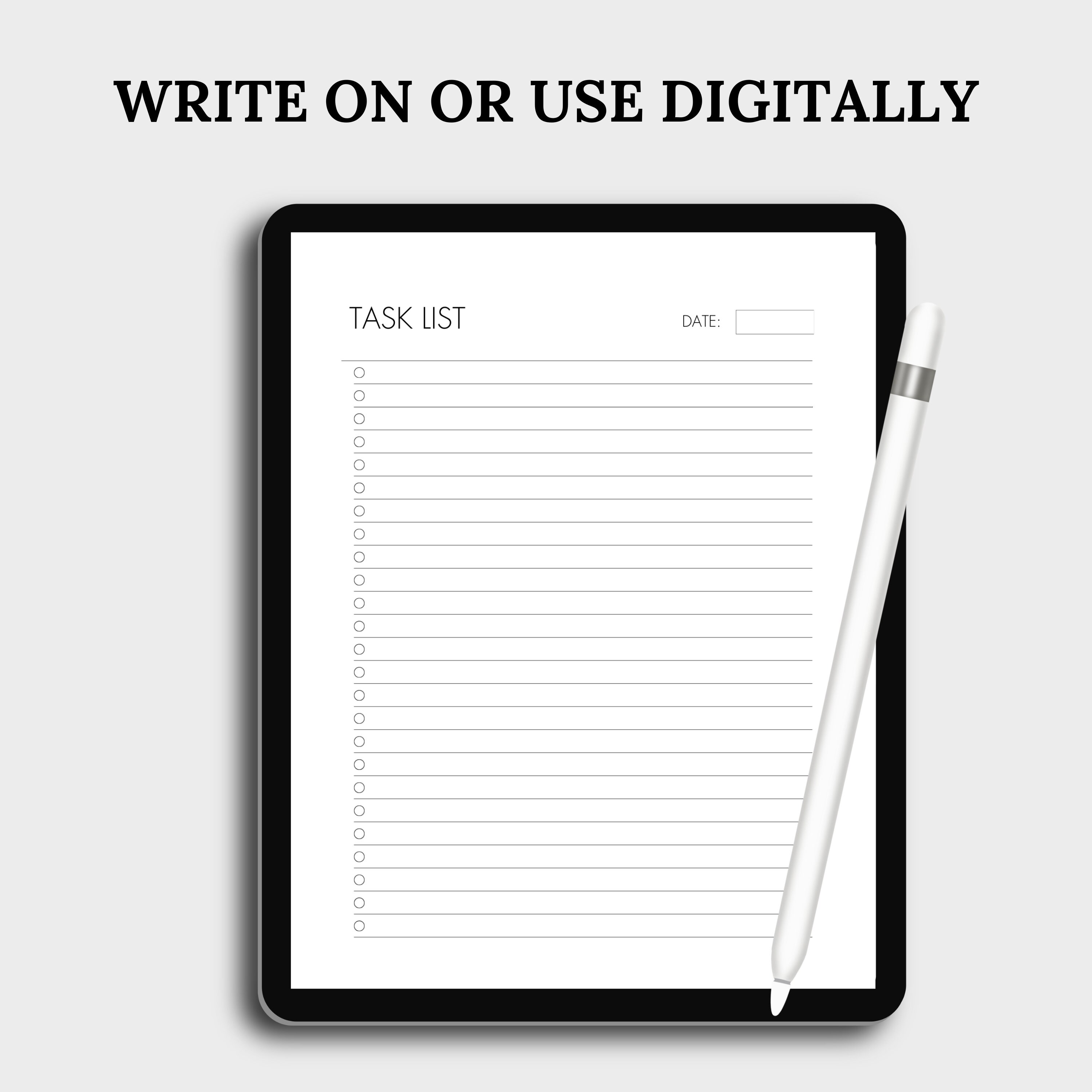 Task List, Printable to Do List, Blank Task List Template, Simple Task List, Minimal Task List ...