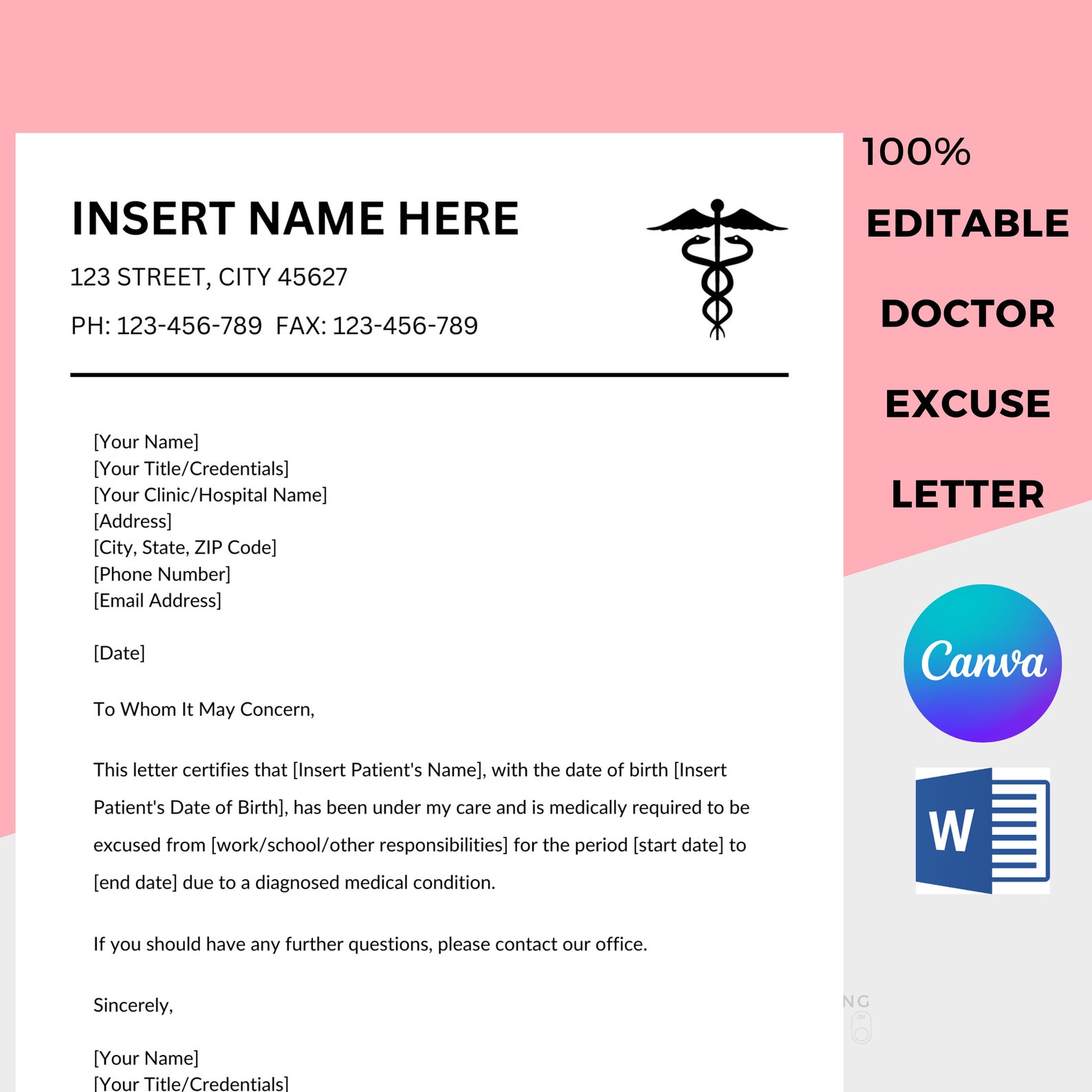 Doctor's Excuse Note, Letter for School Work Sick Leave, Medical Excuse ...