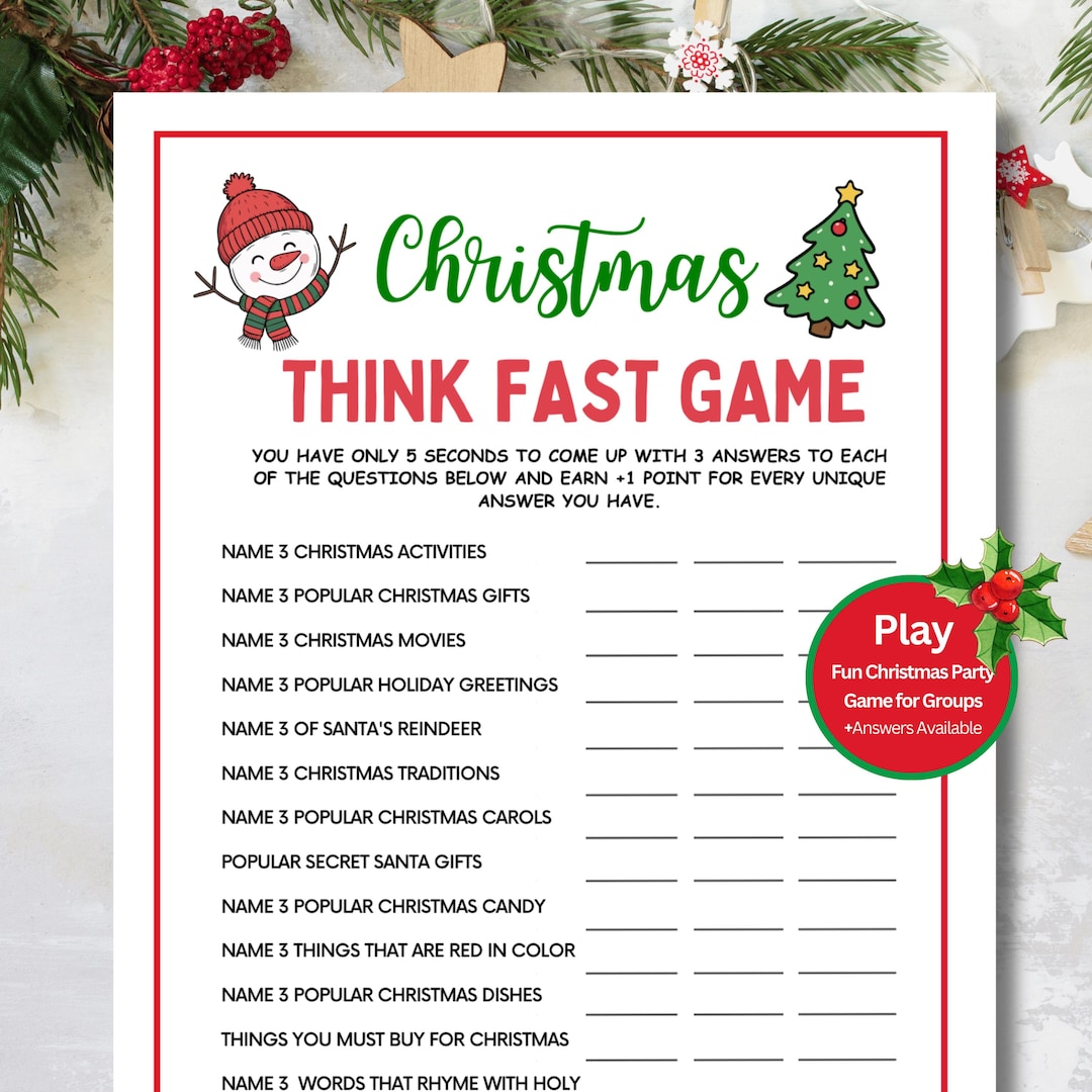 Christmas Think Fast Game, Fun Christmas Games, Kids and Adults ...