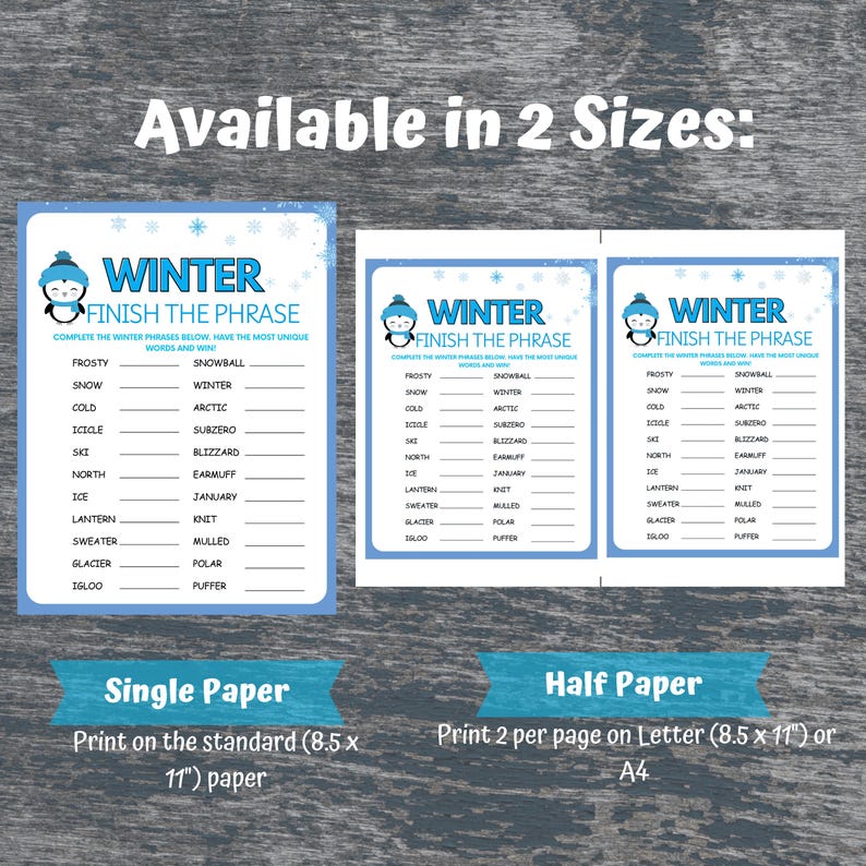 Finish the Winter Phrase Game, Printable Winter Game for Kids, Fun ...
