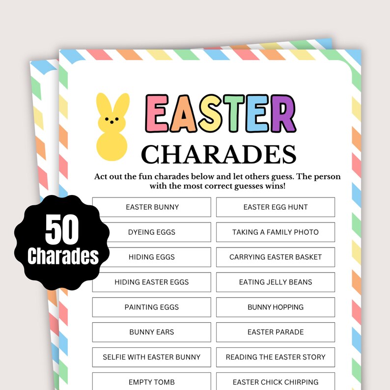 Easter Charades for Kids, Fun Easter Games, Group Easter Activity for ...