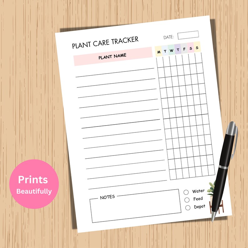 Plant Care Tracker, Printable Plant Watering Schedule, Plant Care Guide ...