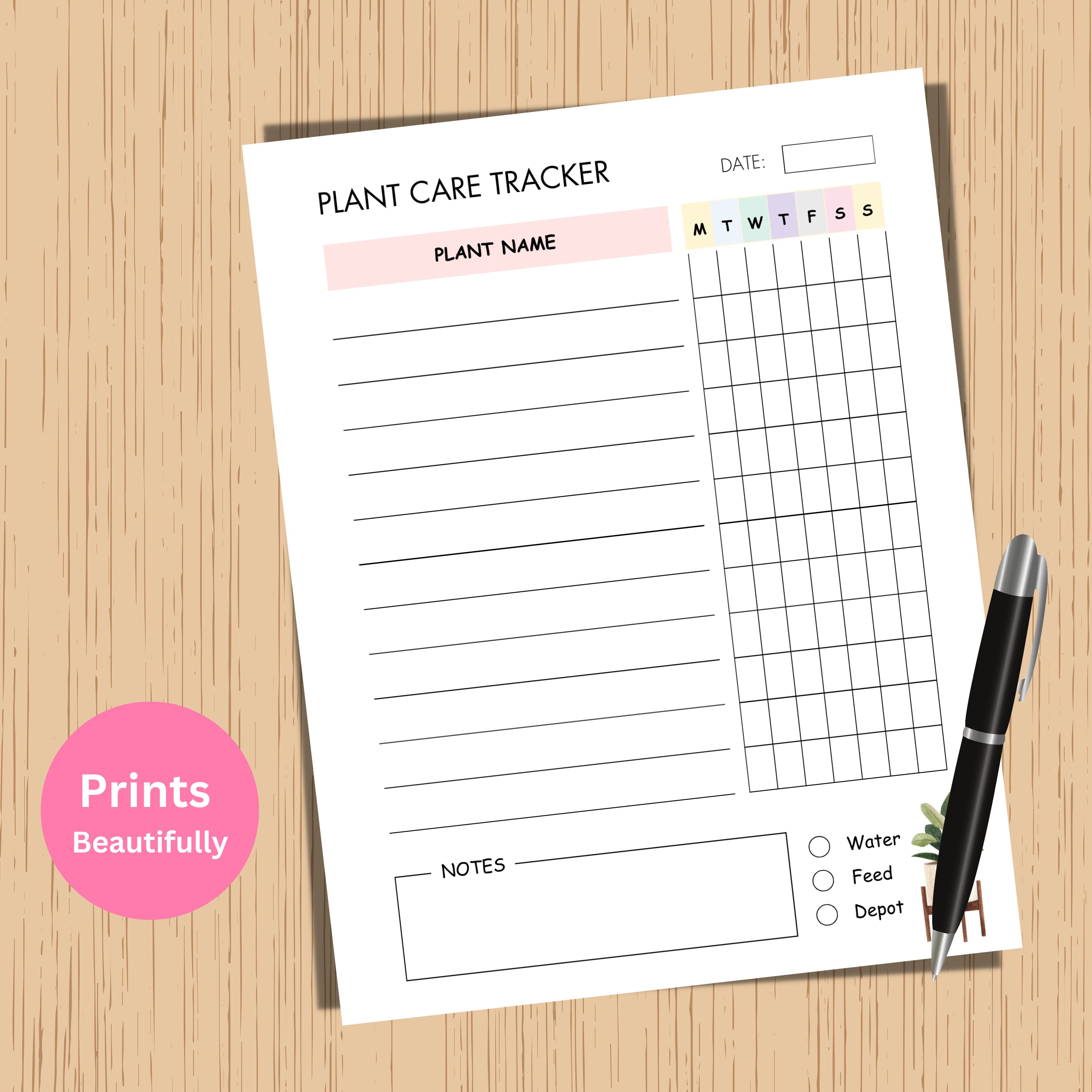 Plant Care Tracker, Printable Plant Watering Schedule, Plant Care Guide ...