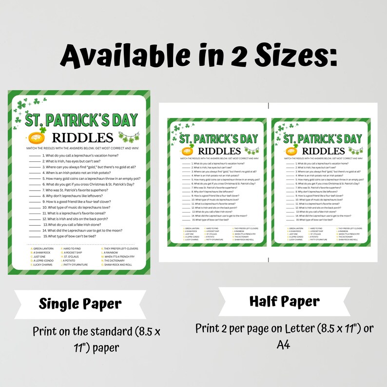 St. Patricks Day Riddles, Fun St. Patrick's Day Games, Printable St ...