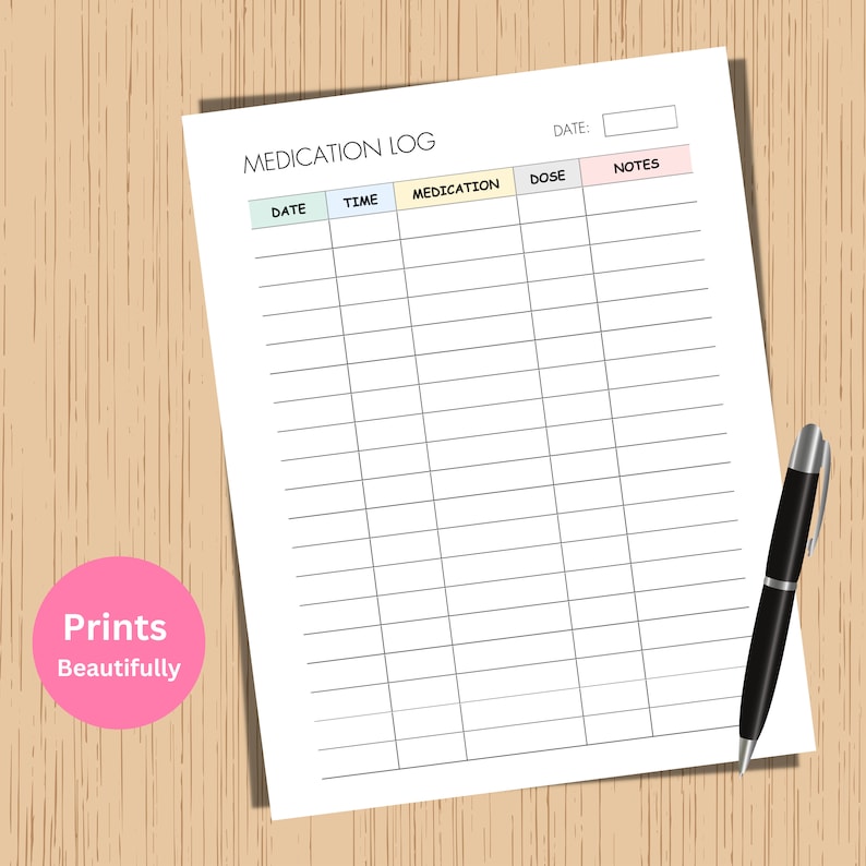 Medication Log, Printable Medication Tracker, Medication Schedule ...