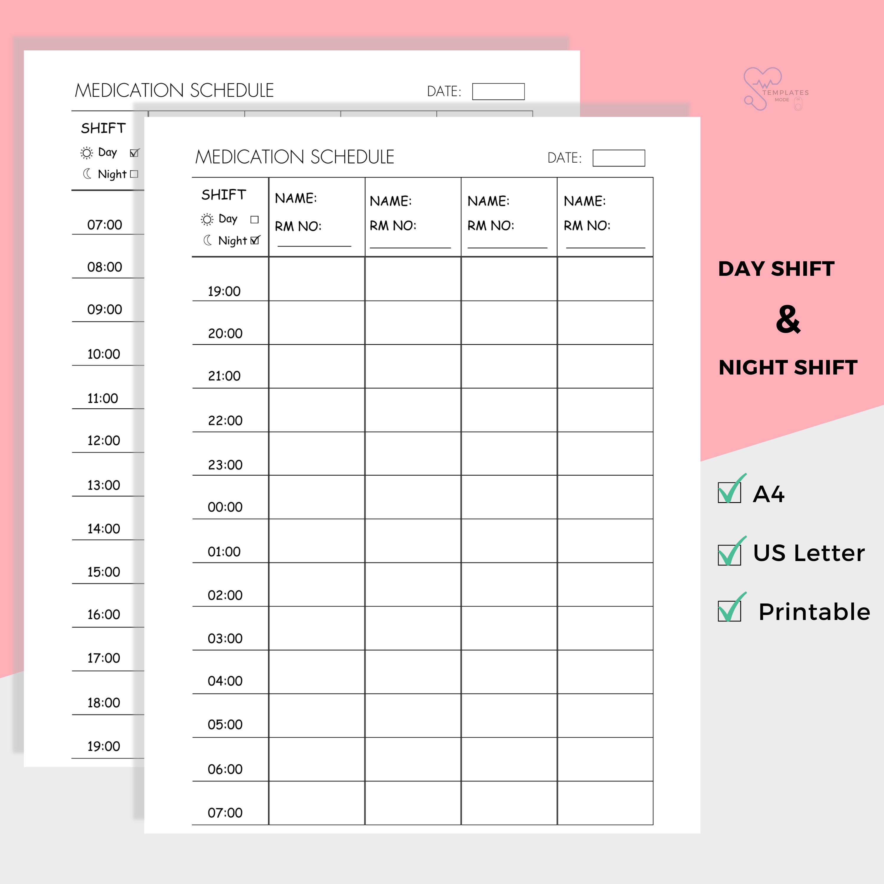 Medication Schedule, 4 Patient Medication Tracker, Nurse Shift Report ...