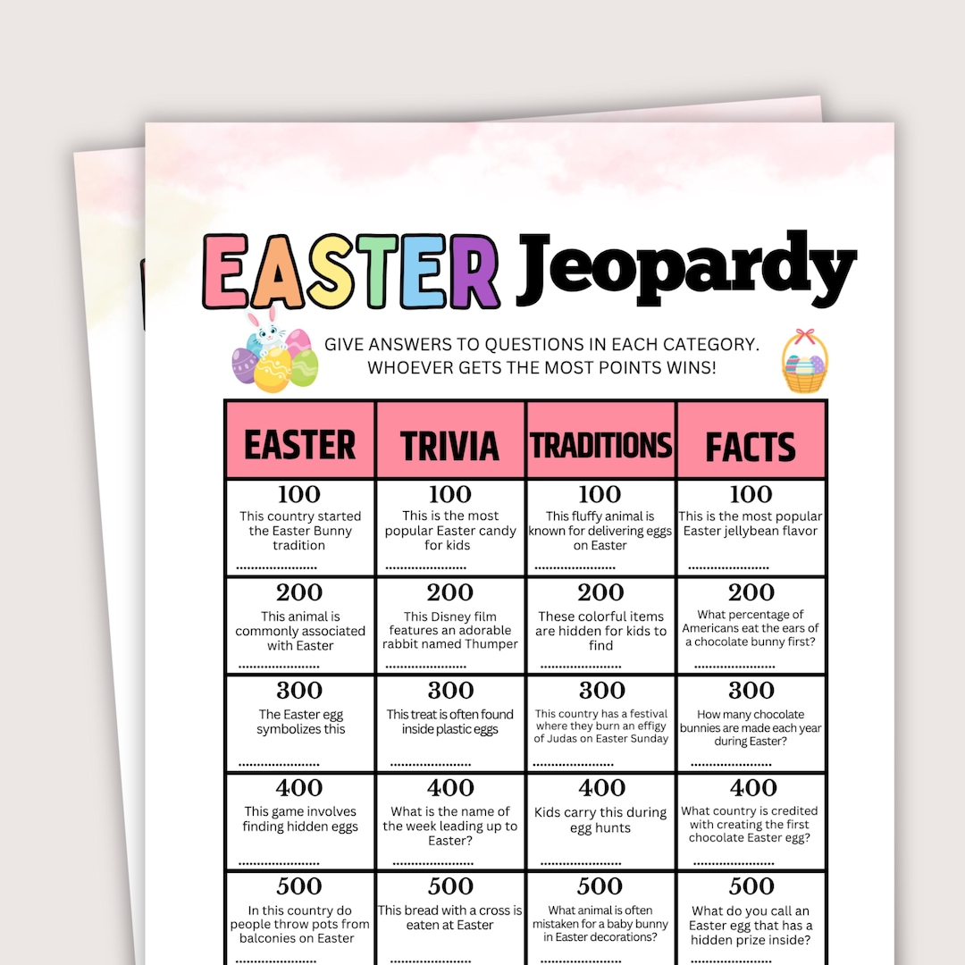 Easter Jeopardy, Fun Easter Games, Printable Easter Group Activity ...
