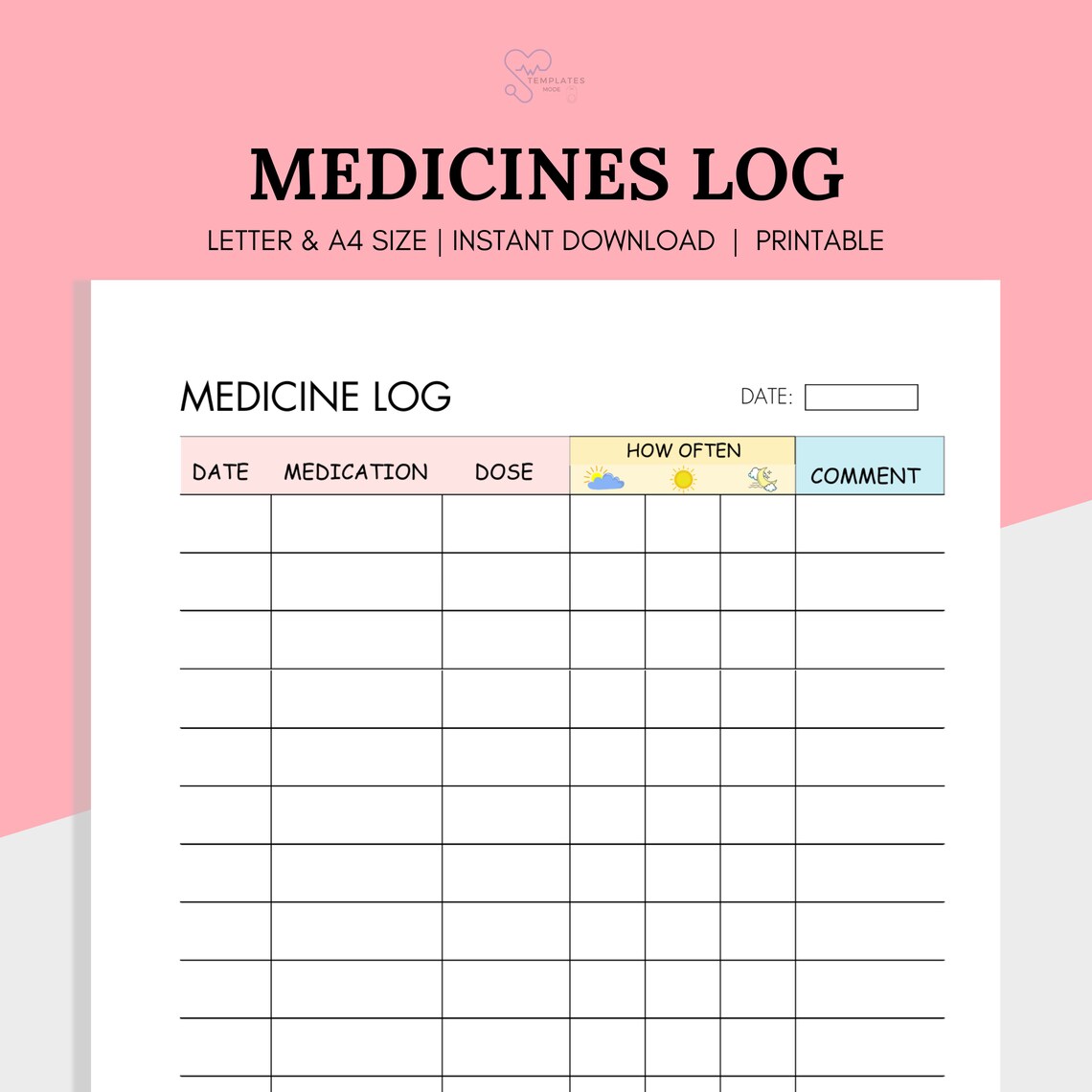 Medication Tracker Log, Printable Medicine Chart, Nurse Report Sheet ...