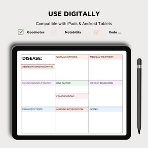Med Surg Study Template Fillable PDF, Nursing School Study Guide ...