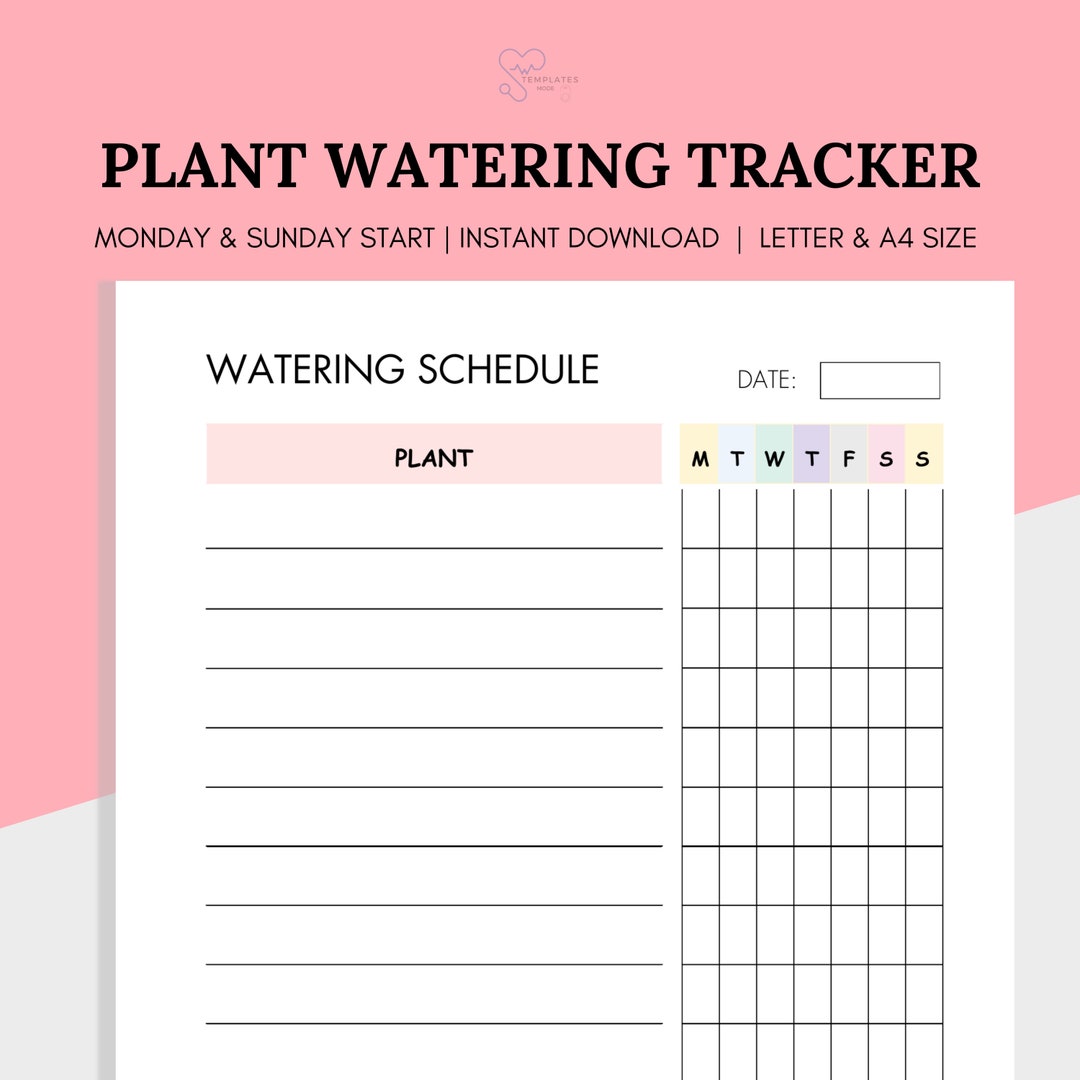 Plant Watering Tracker, Plant Watering Log, Plant Care Planner, Plant ...